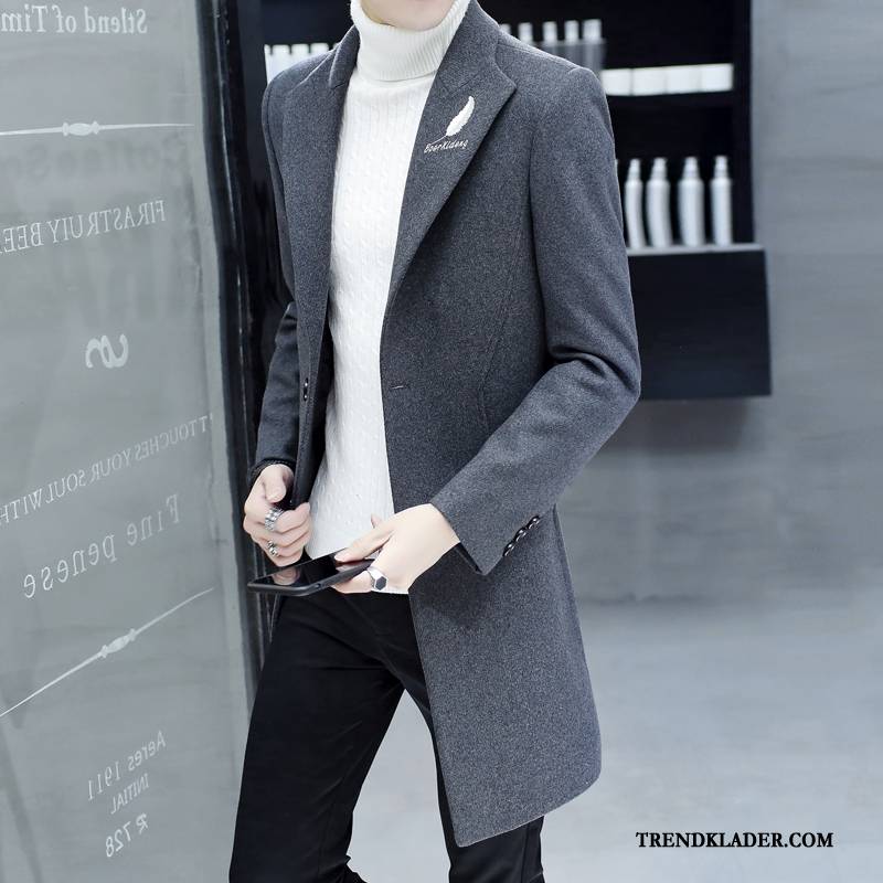Överrock Herr Vinter Trenchcoat Kappor Rockar Ull Höst Ungdom Grå Butik