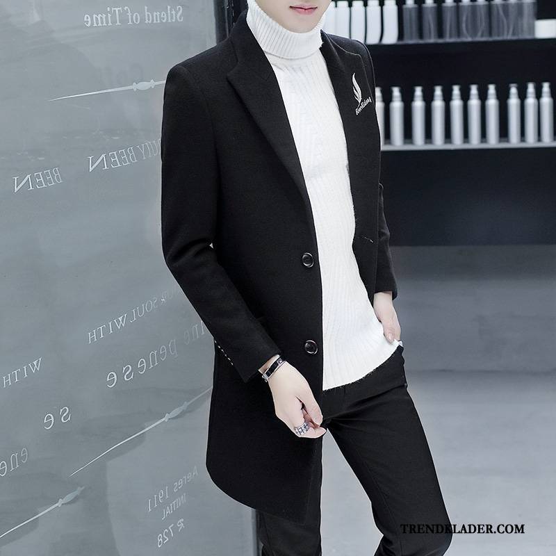 Överrock Herr Vinter Trenchcoat Kappor Rockar Ull Höst Ungdom Grå Butik