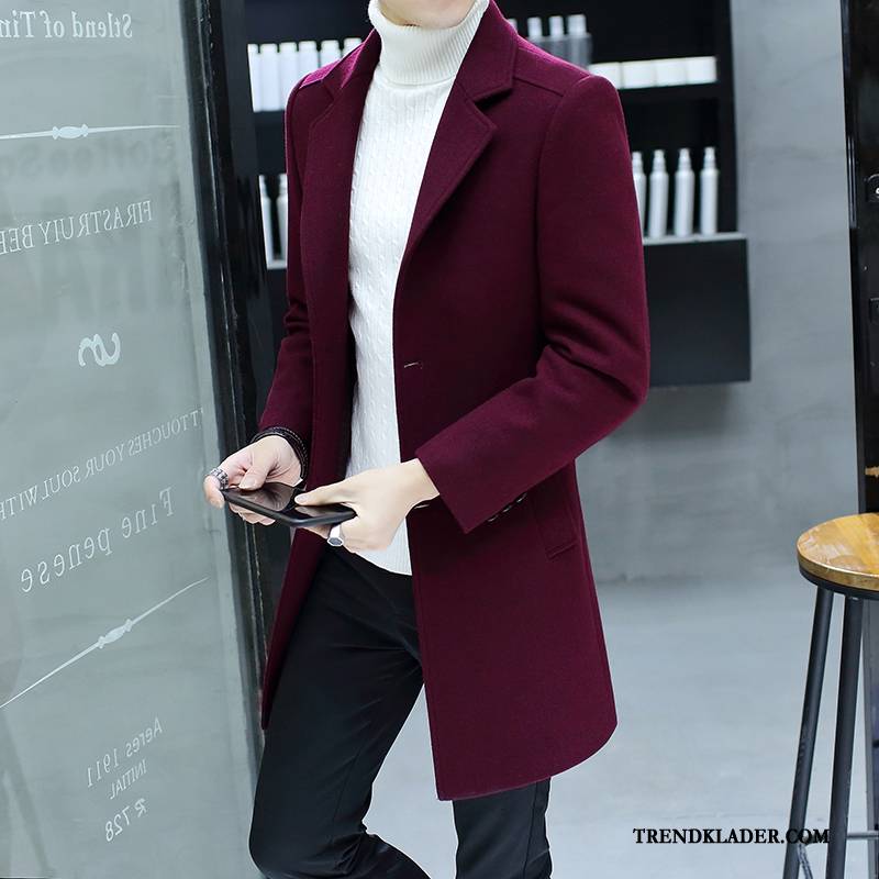 Överrock Herr Vinter Trenchcoat Kappor Rockar Ull Höst Ungdom Grå Butik