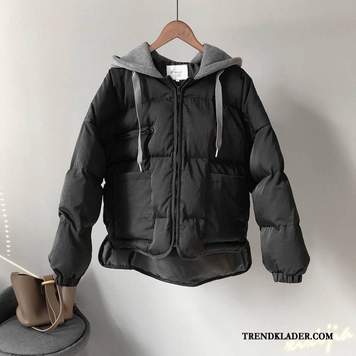 Dunjacka Dam Vinter Kappor Rockar Bomull Jacka Tjock Lösa Kort Grön Billig