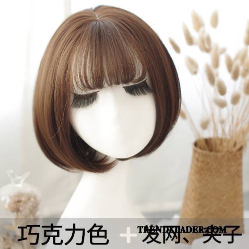 Peruk Dam Kort Lugg Söt Naturligt Lockigt Hår Realistisk Brun Svart Köpa