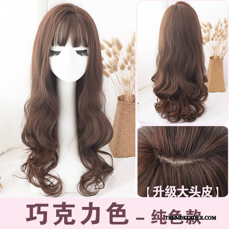 Peruk Dam Realistisk Fluffy Stor Våg Rak Hår Naturligt Duk Till Salu