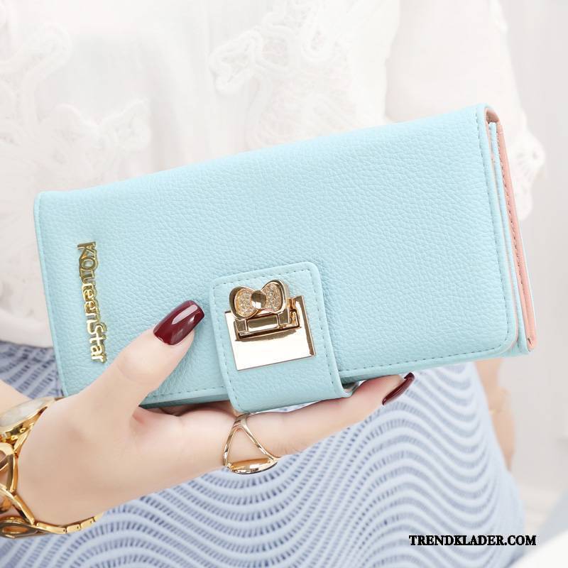 Plånbok Dam Sedelklämma Fluga Spänne Kyla Lång Sektion Liten Himmelsblå Rea