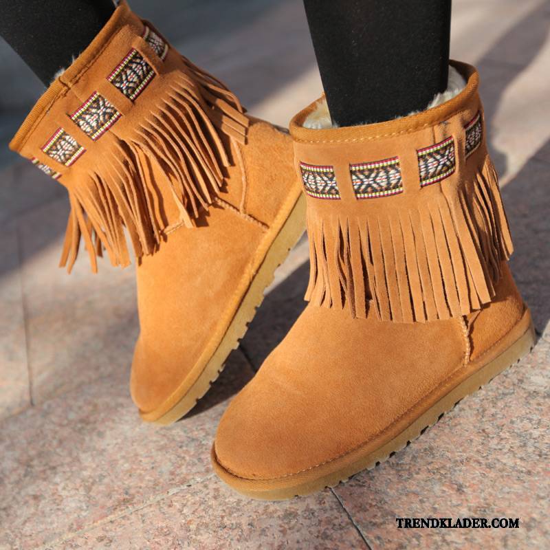 Snörstövletter Dam Höst Skor Tofsar Vinter Snö Stövlar Av Bomull Köpa