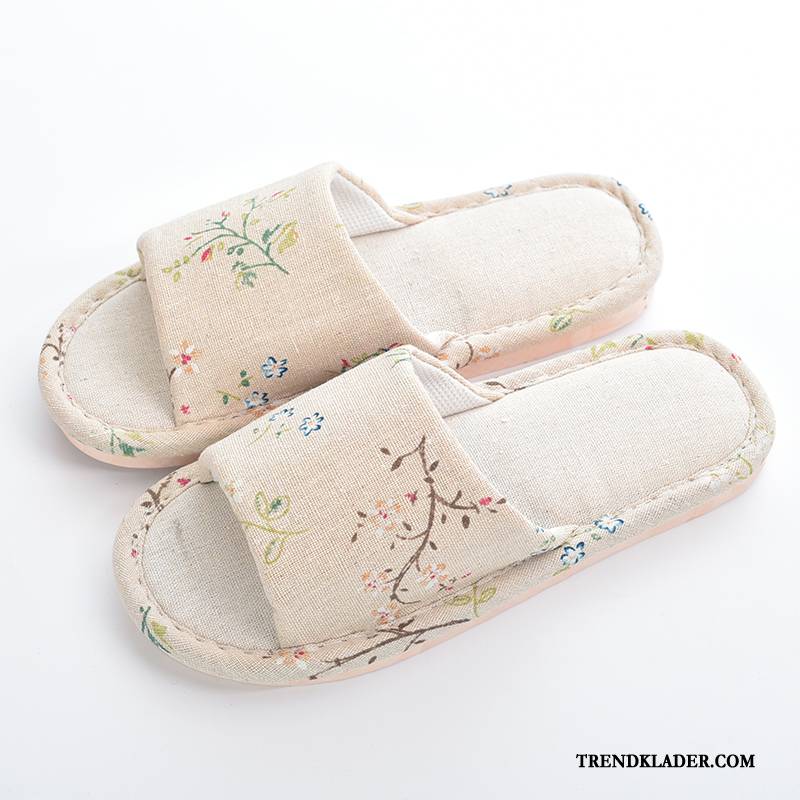 Tofflor Dam Glidskydds Sommar Herr Par Av Bomull Fyra Årstider Beige Online