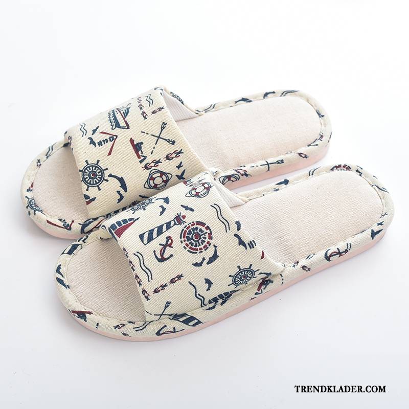 Tofflor Dam Glidskydds Sommar Herr Par Av Bomull Fyra Årstider Beige Online