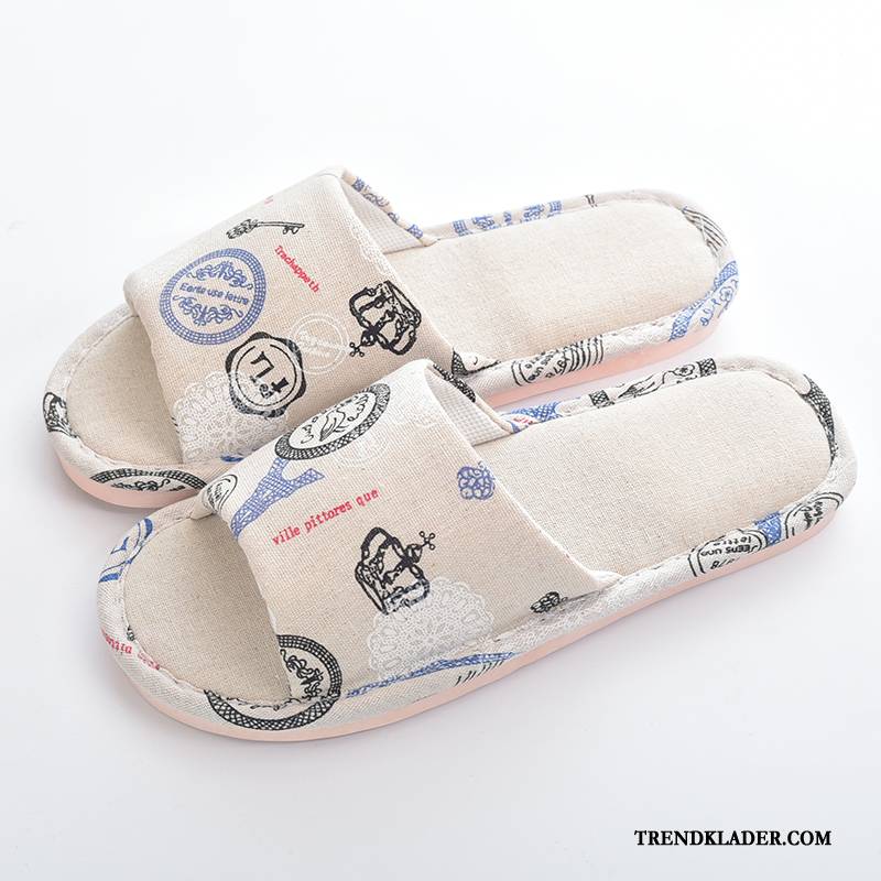 Tofflor Dam Glidskydds Sommar Herr Par Av Bomull Fyra Årstider Beige Online