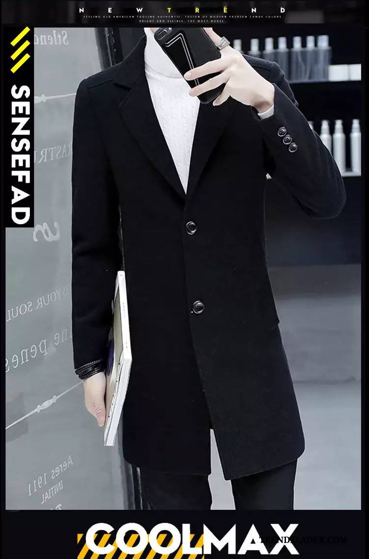 Överrock Herr Vinter Trenchcoat Kappor Rockar Ull Höst Ungdom Grå Butik