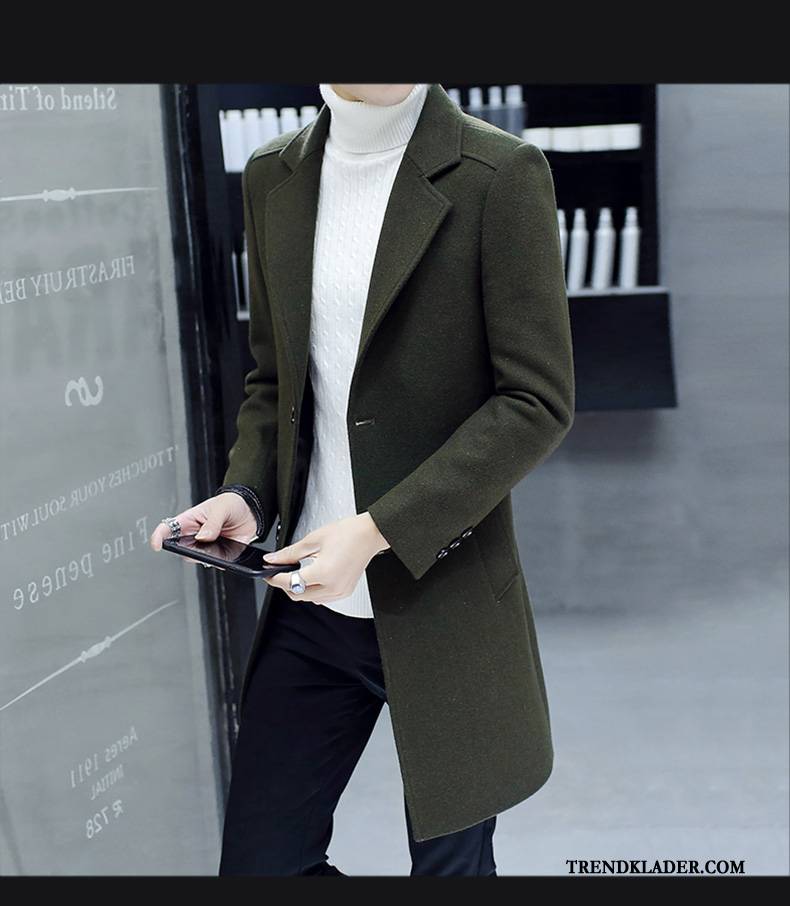 Överrock Herr Vinter Trenchcoat Kappor Rockar Ull Höst Ungdom Grå Butik