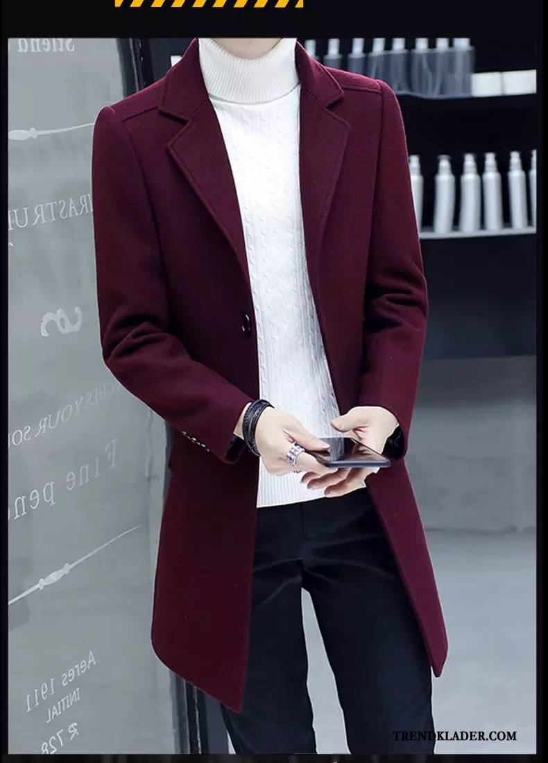 Överrock Herr Vinter Trenchcoat Kappor Rockar Ull Höst Ungdom Grå Butik