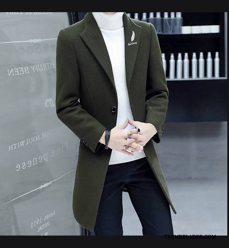 Överrock Herr Vinter Trenchcoat Kappor Rockar Ull Höst Ungdom Grå Butik