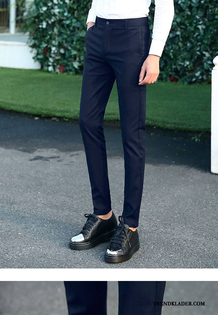 Byxor Herr Slim Fit Cigarettbyxor Trend Casual Byxor Vår Liten Svart ...