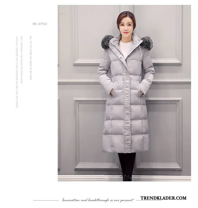 Dunjacka Dam Vinterkläder Slim Fit Tjock 2018 Lång Trend Svart Köpa