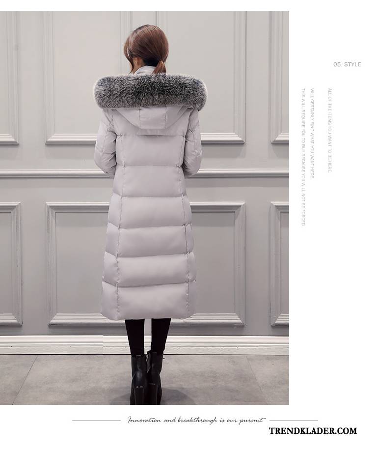 Dunjacka Dam Vinterkläder Slim Fit Tjock 2018 Lång Trend Svart Köpa