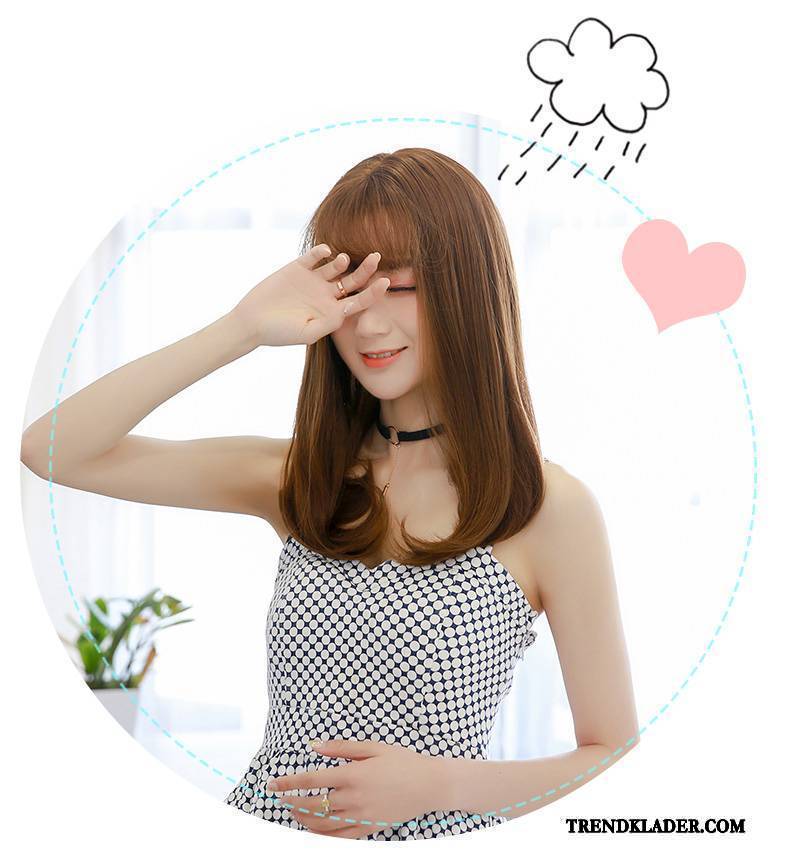 Peruk Dam Kort Lockigt Hår Lugg Mitt Lång Naturligt Rea