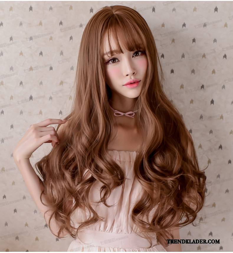 Peruk Dam Runda Ansiktet Realistisk Lugg Reparera Ansiktet Fluffy Lång ...