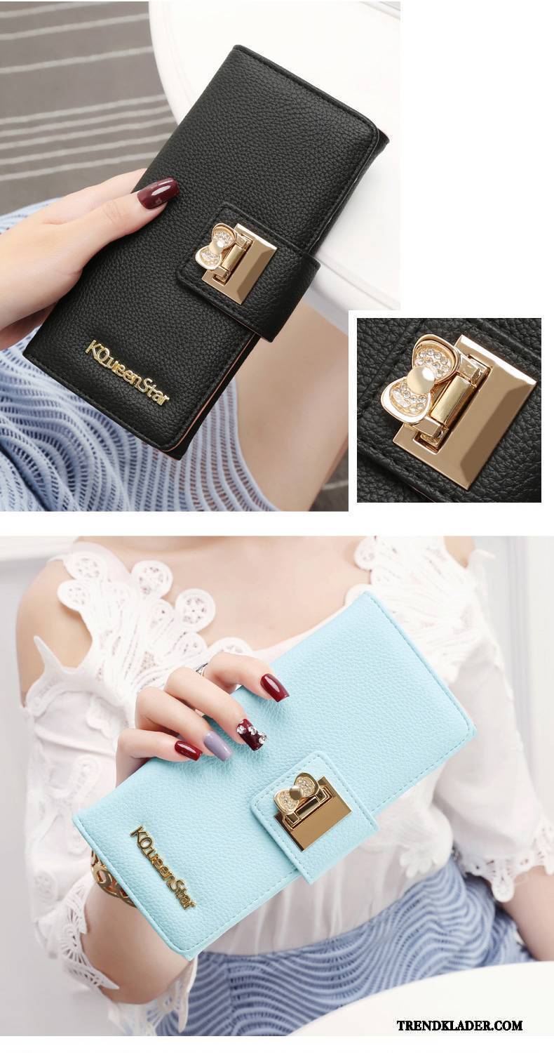 Plånbok Dam Sedelklämma Fluga Spänne Kyla Lång Sektion Liten Himmelsblå Rea