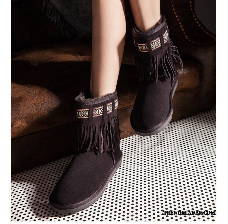 Snörstövletter Dam Höst Skor Tofsar Vinter Snö Stövlar Av Bomull Köpa