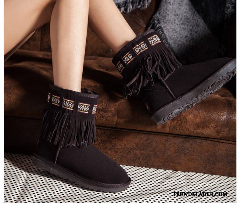 Snörstövletter Dam Höst Skor Tofsar Vinter Snö Stövlar Av Bomull Köpa