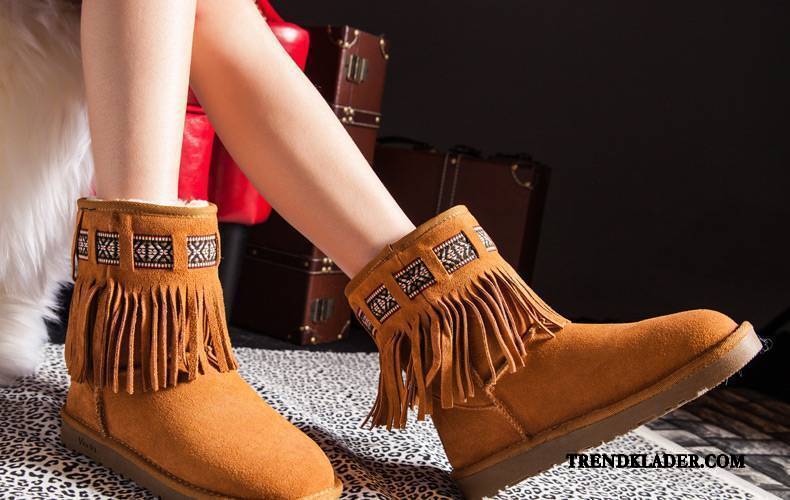 Snörstövletter Dam Höst Skor Tofsar Vinter Snö Stövlar Av Bomull Köpa