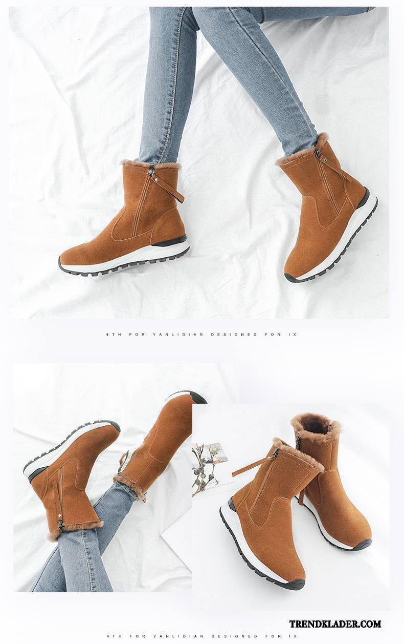 Stövletter Dam Sammet 2018 Skor Snö Stövlar Vinter Allt Matchar Gul Billig