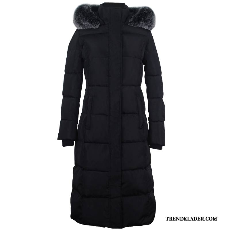 Dunjacka Dam Vinterkläder Slim Fit Tjock 2018 Lång Trend Svart Köpa