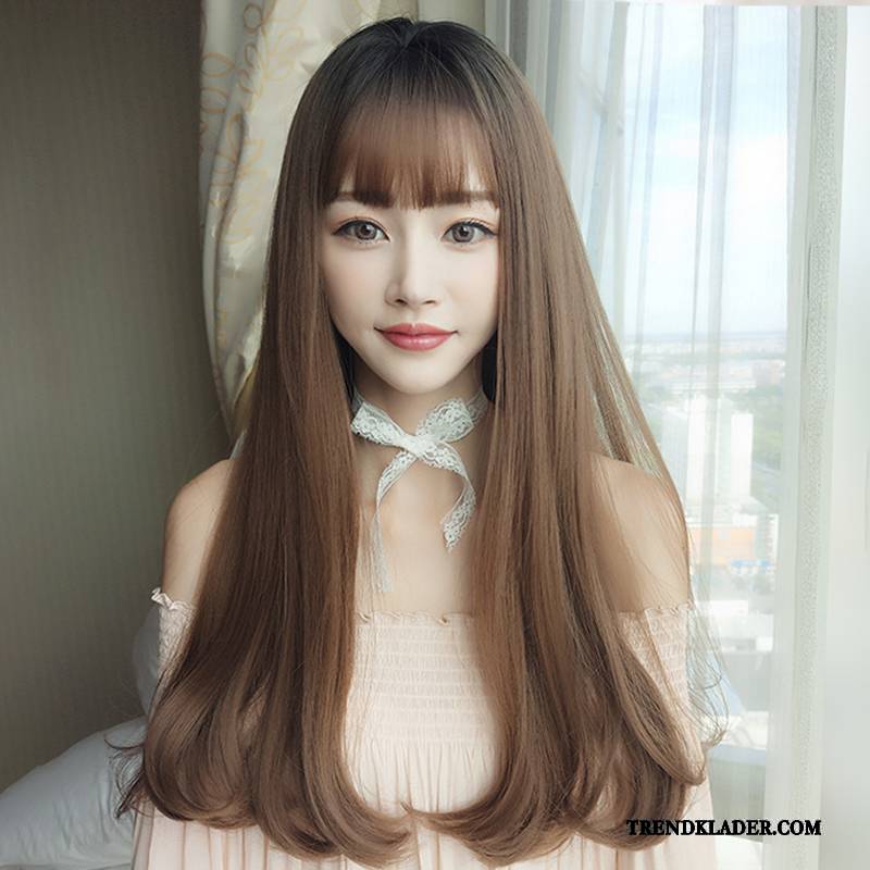 Peruk Dam Lugg Lockigt Hår Pärlblommor Prinsessa Naturligt Lång Grå Rea