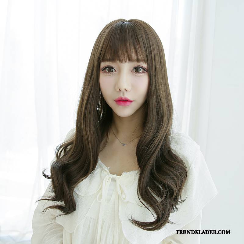 Peruk Dam Mitt Lockigt Hår Fluffy Stor Våg Lång Runda Ansiktet Till Salu