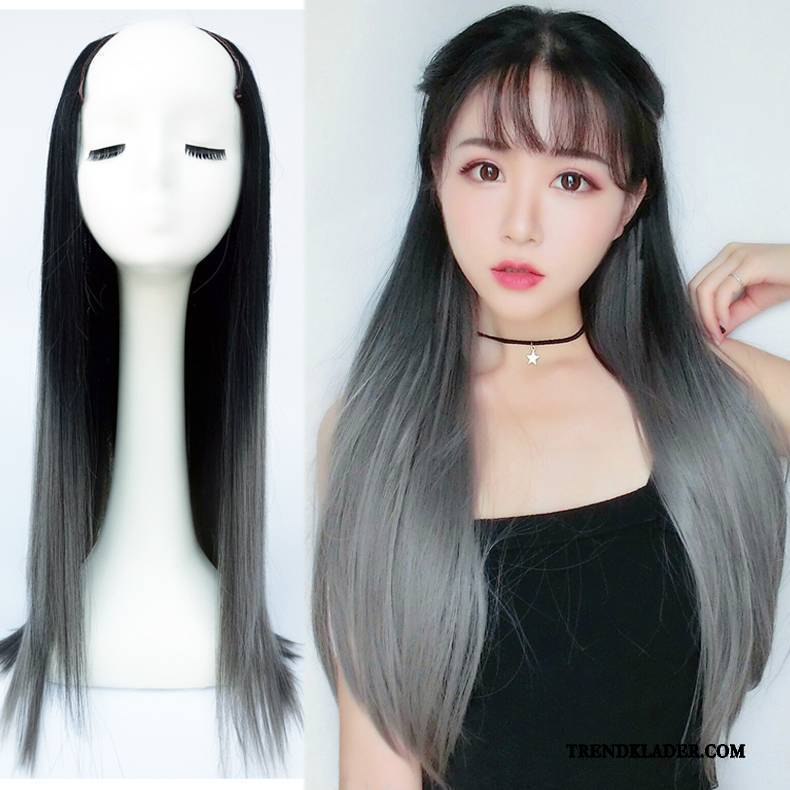 Peruk Dam Realistisk Fluffy Lång Naturligt Motorhuv Osynlig Gradient ...