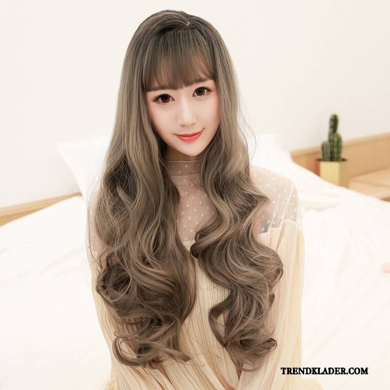 Peruk Dam Fluffy Lång Stor Våg Realistisk Reparera Ansiktet Långt Hår ...