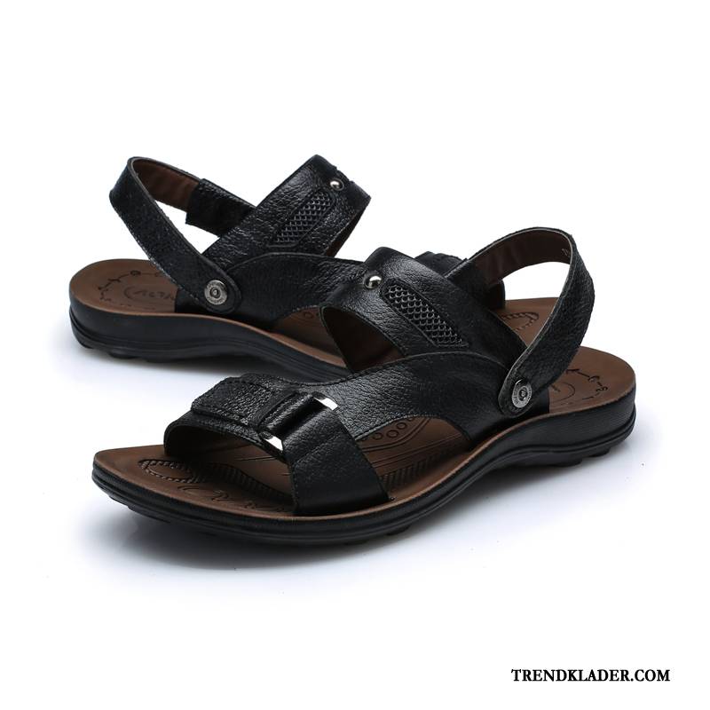Sandaler Sandaletter Herr Business Äkta Läder Stranden Tofflor Skor ...