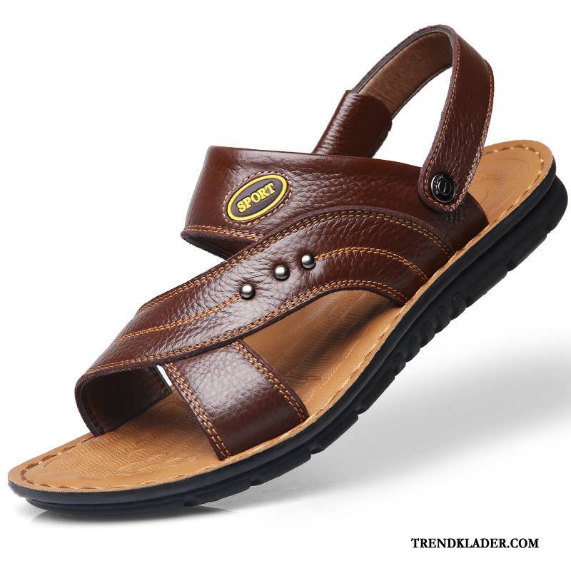 Sandaler Sandaletter Herr Skor Tofflor British Äkta Läder 2018 Stranden ...