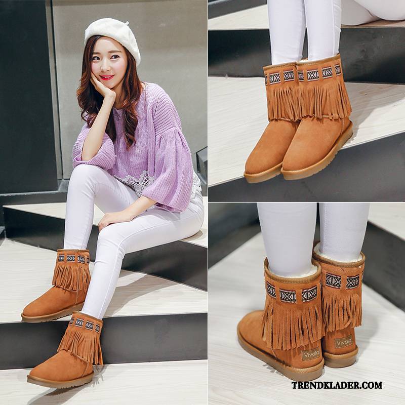 Snörstövletter Dam Höst Skor Tofsar Vinter Snö Stövlar Av Bomull Köpa