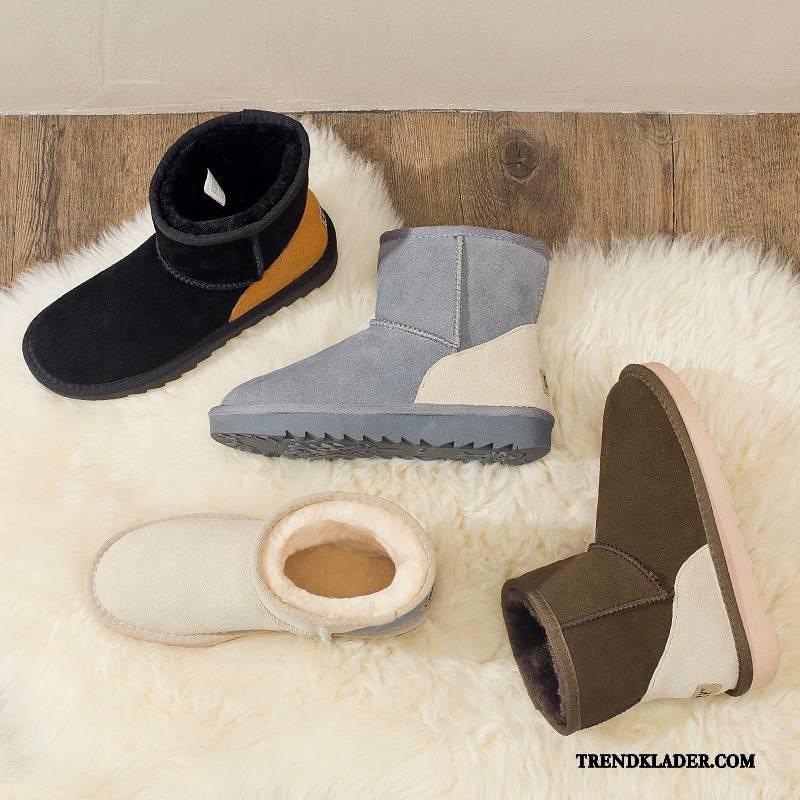 Snörstövletter Dam Båtskor Herr Snö Stövlar Vinter Låg Av Bomull Khaki ...