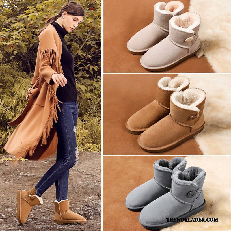 Snörstövletter Dam Skor Tjock Het Vinter Stövlar Student Grå Köpa