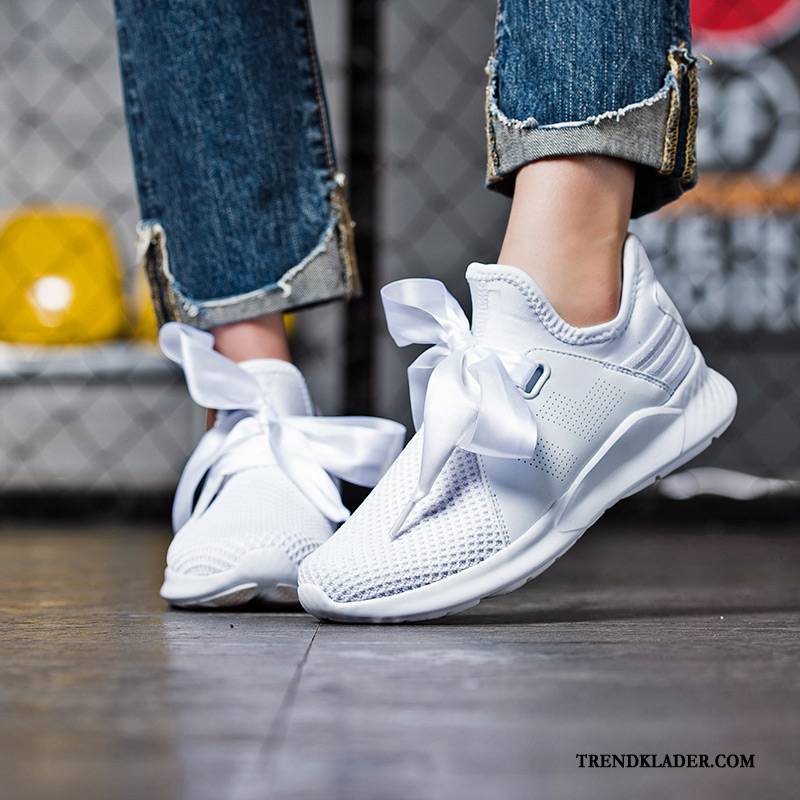 Sportskor Dam Andningsbar Student Mesh Löparskor Blommor Fluga Rosa Vit ...