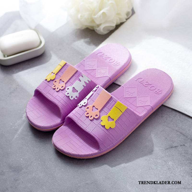 Tofflor Dam Herr Tecknat Sommar Mjuka Inom Glidskydds Röd Butik